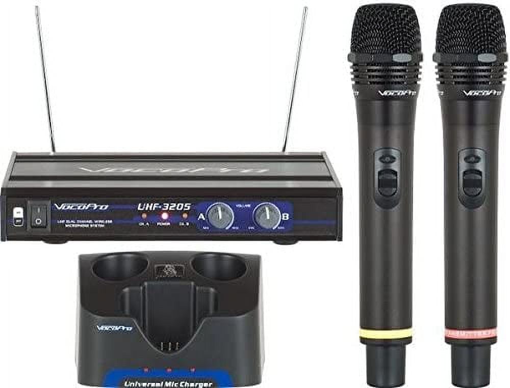 VocoPro UHF-3205 UHF-Dual Channel Rechargeable Wireless Microphone ...