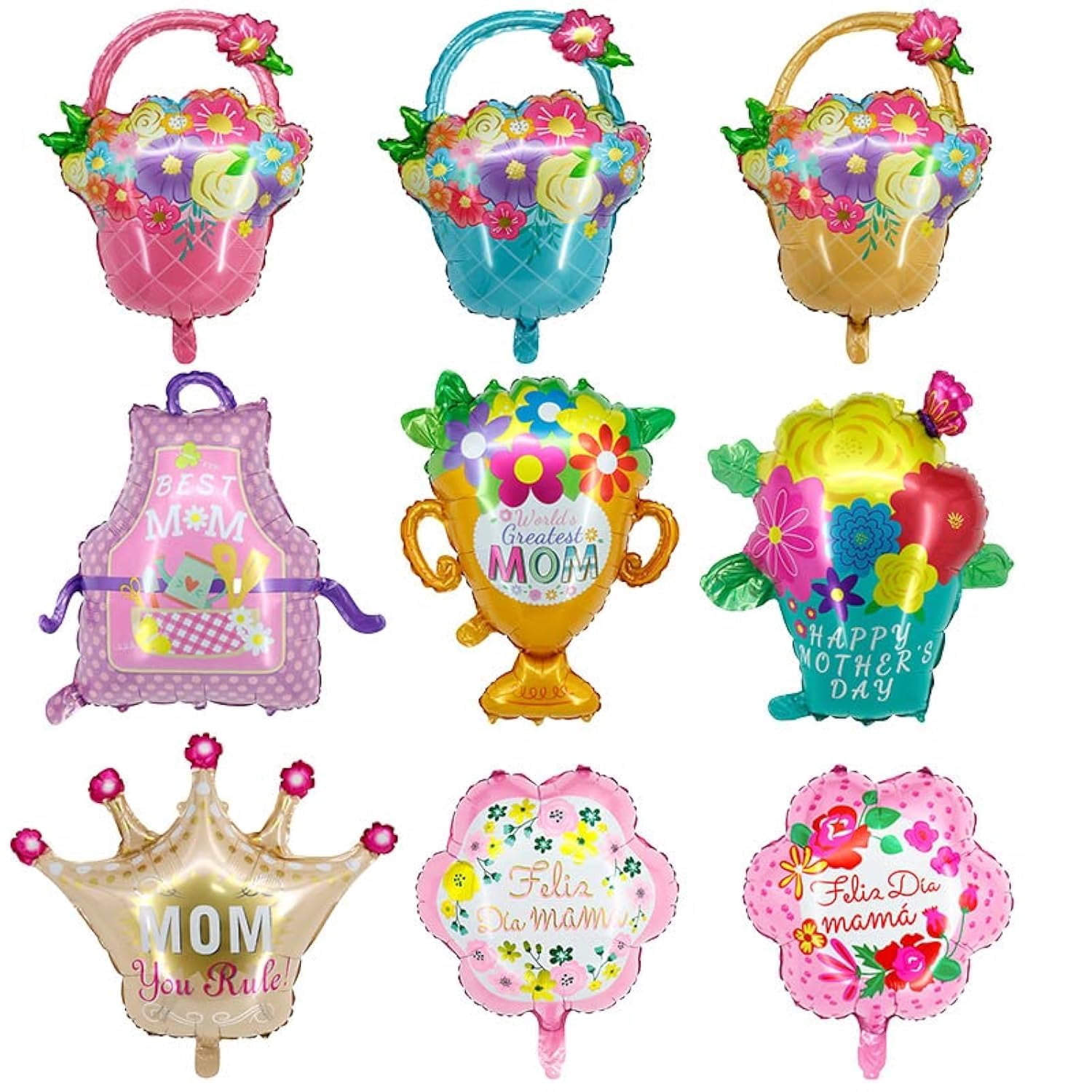 Vocoliday 9PCS Happy Mother’s IFF17 Day Balloons Crown Balloons Mother ...