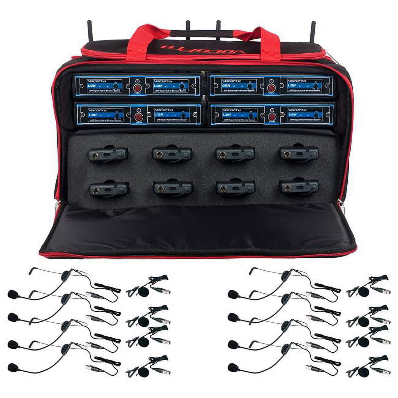 Vocopro Eight Channel Wireless Headset & Lapel Microphone System ...