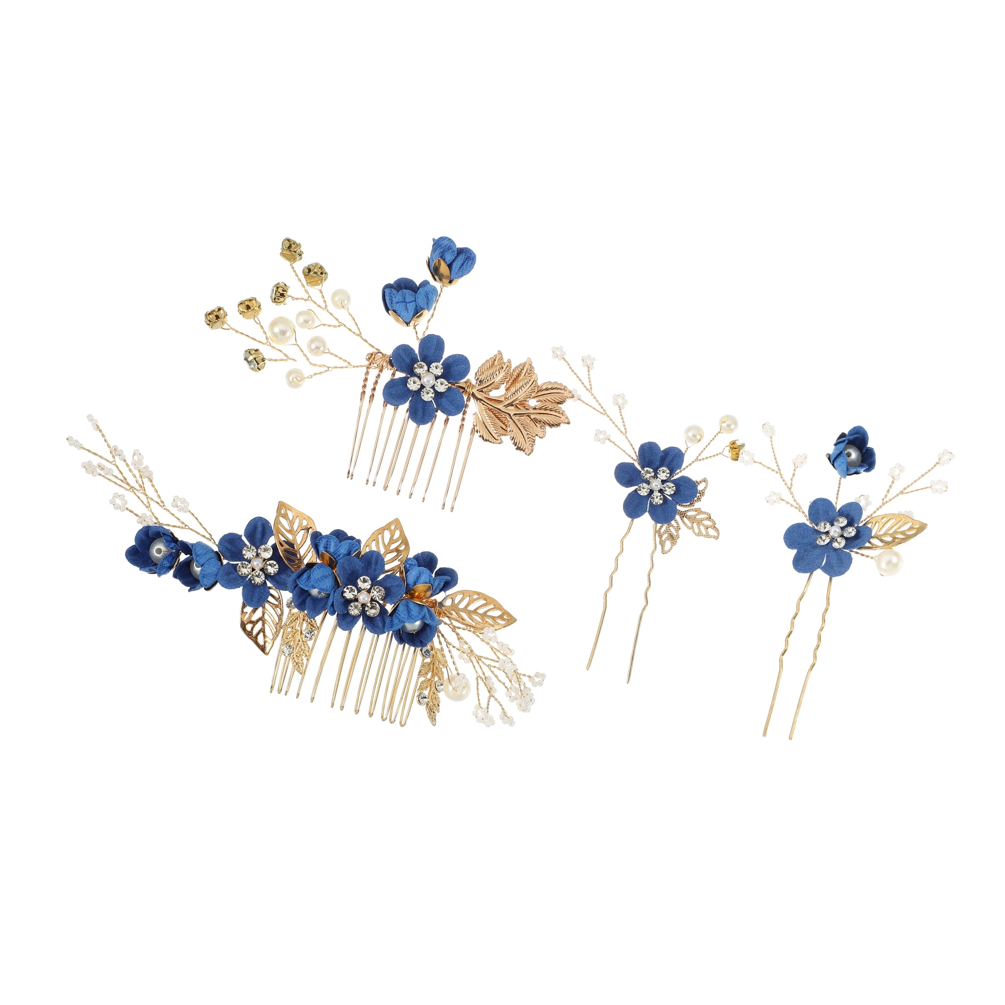 Vocoste 4 Pcs Rhinestone Hair Comb Hair Piece for Bride Wedding Flower ...