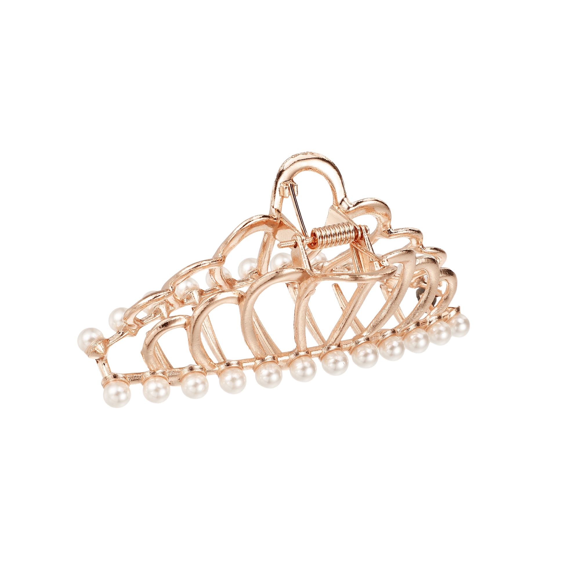 Vocoste Faux Pearl Hair Claw Clip Metal Crown Shape Hair Claw for Women ...
