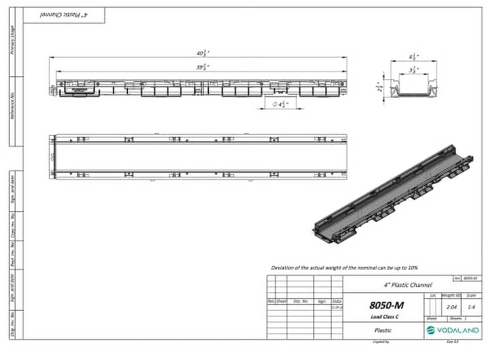 Vodaland - 4 inch Trench Drain B Class System - Galvanized Grating ...