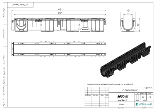 Vodaland - 4 inch Trench Drain B Class System - Galvanized Grating ...