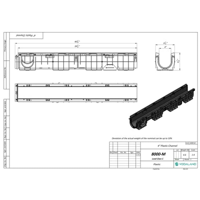 Vodaland - 4 inch Trench Drain B Class System - Galvanized Grating ...