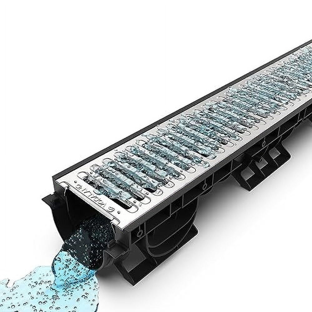 Vodaland - 4 inch Trench Drain Stamped Steel Package - 4.8" Depth ...