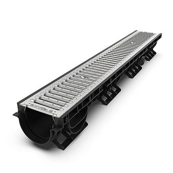 Vodaland - 4 inch Trench Drain System with Steel Grate Package 2.2 ...