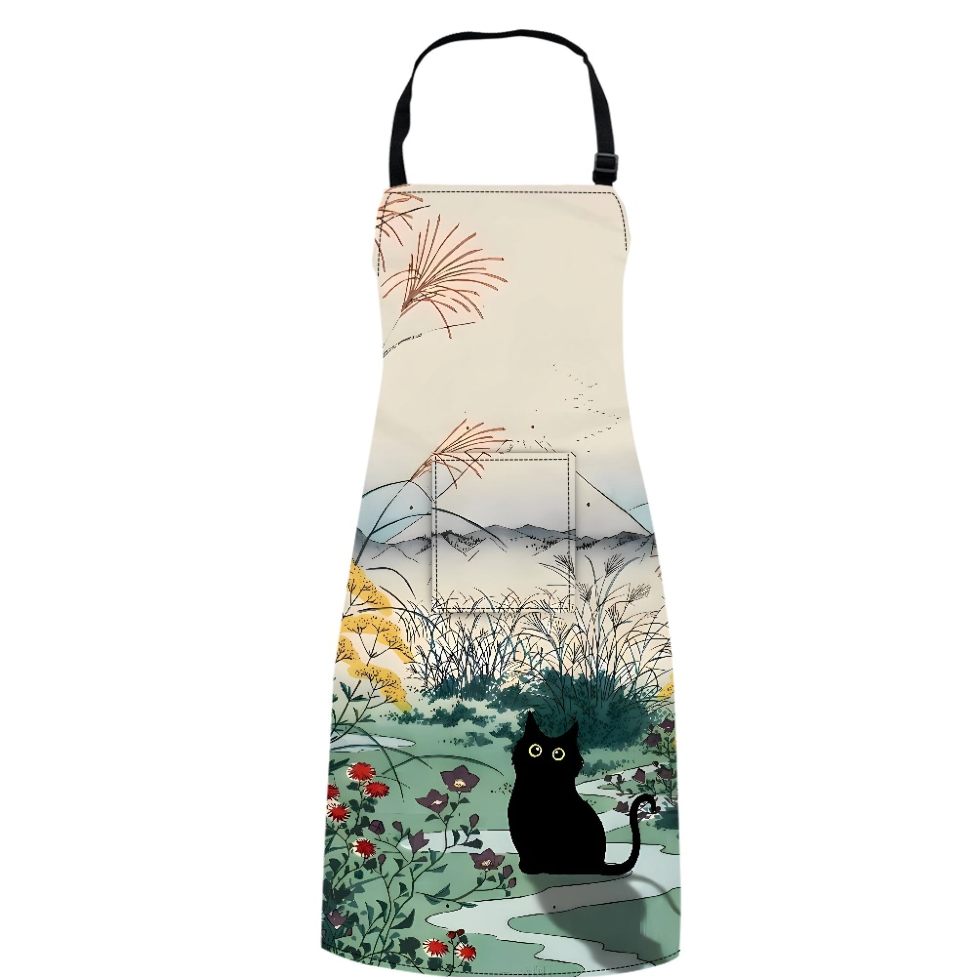 Vodetik Store Black Cat Aprons with Pockets Adjustable Waterproof ...
