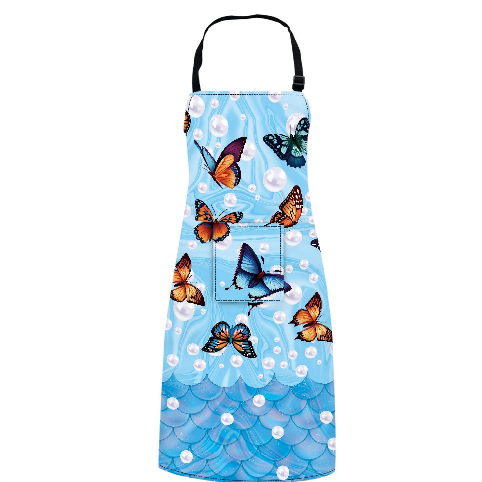 Vodetik Store Butterfly Aprons for Women with Pockets Oil-Proof ...