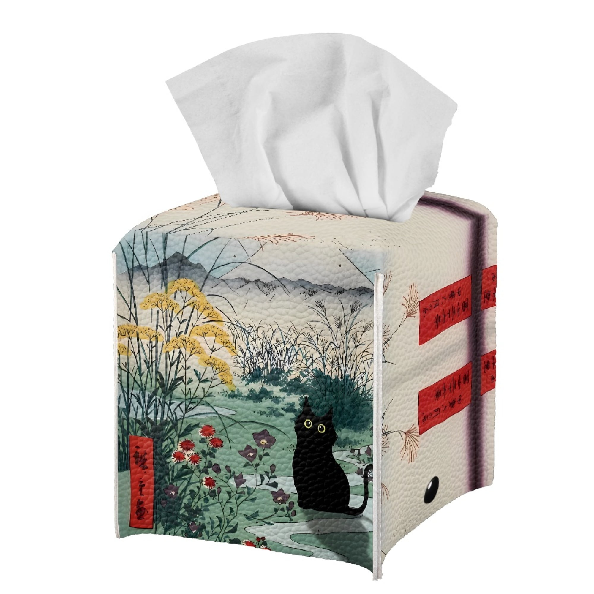 Vodetik Store Leather Tissue Box Cover Square Decorative Foldable Cat ...