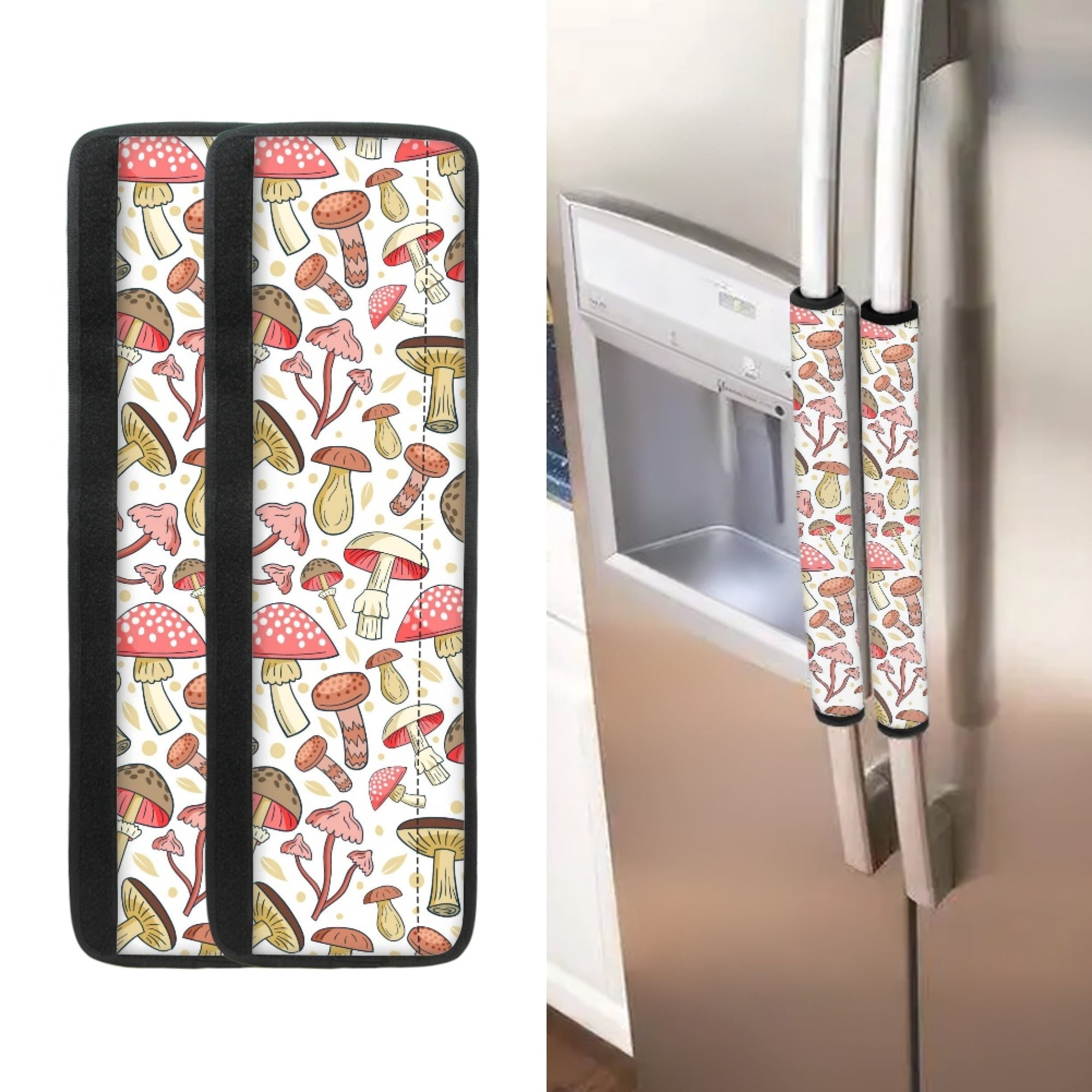 Vodetik Store Mushroom Refrigerator Door Handle Covers Set of 2 Kitchen ...