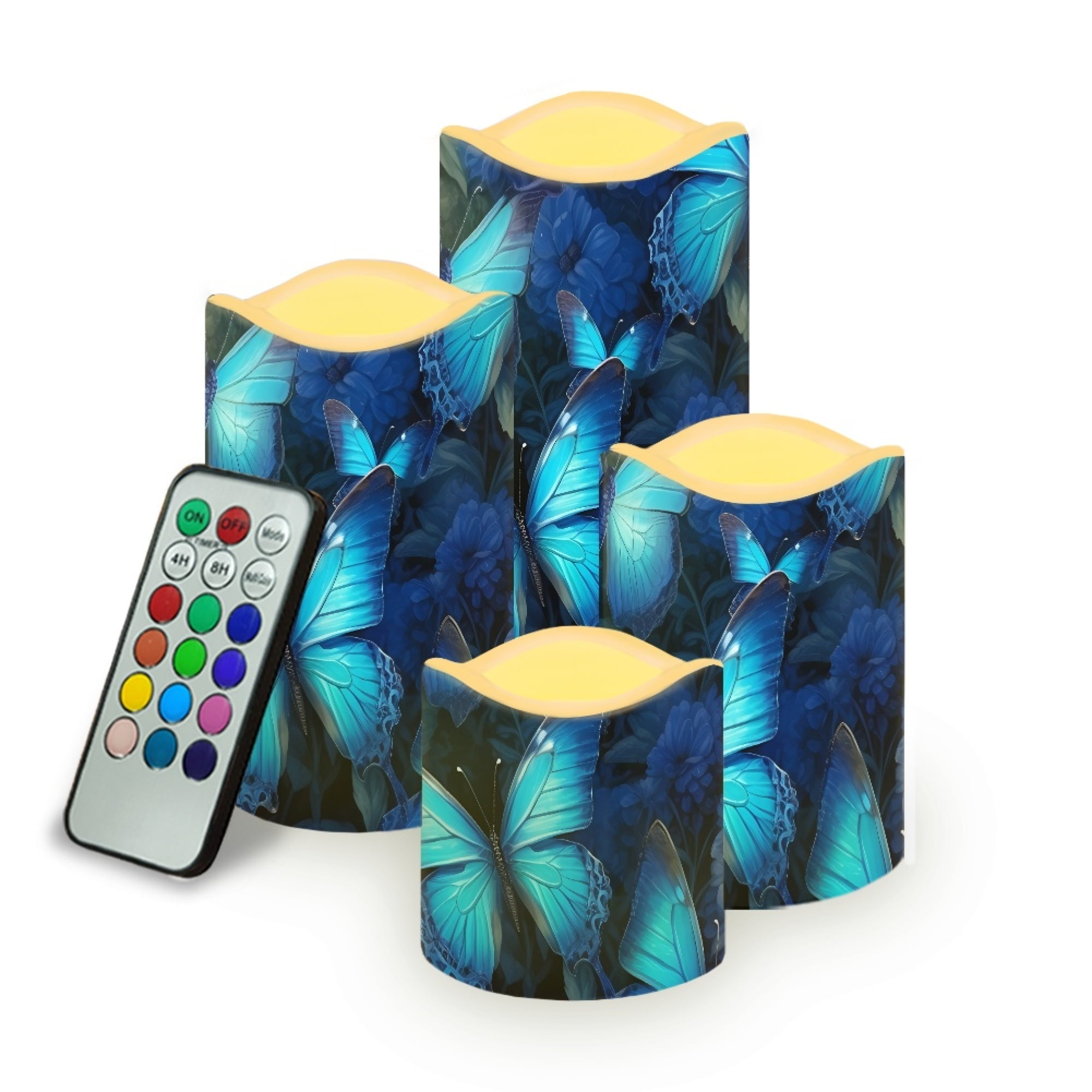 Vodetik Store Outdoor Flameless Candles with Remote,4 Pack Butterfly ...