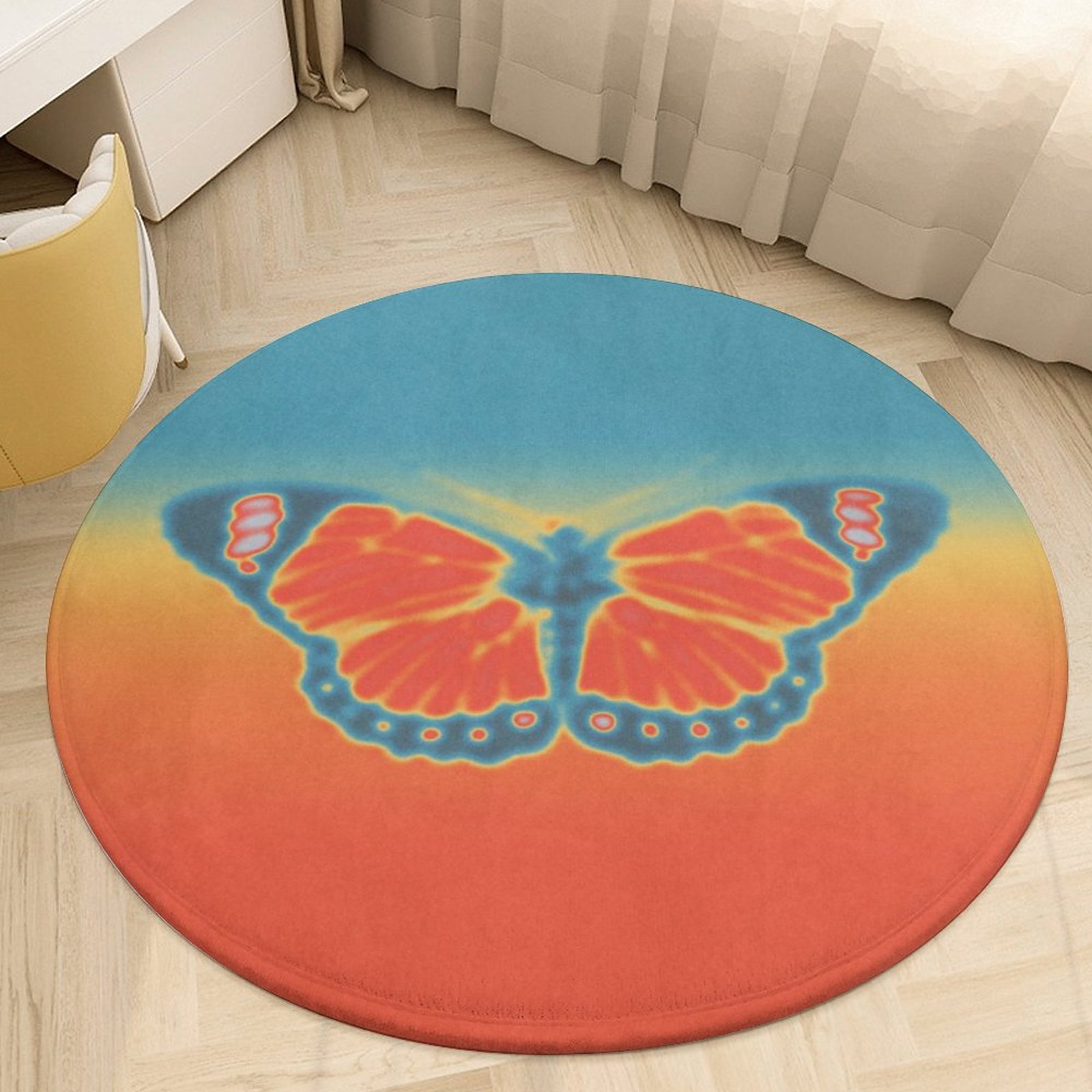 Vodetik Store Round Bathroom Rug Non Slip Washable Butterfly Area Rugs ...