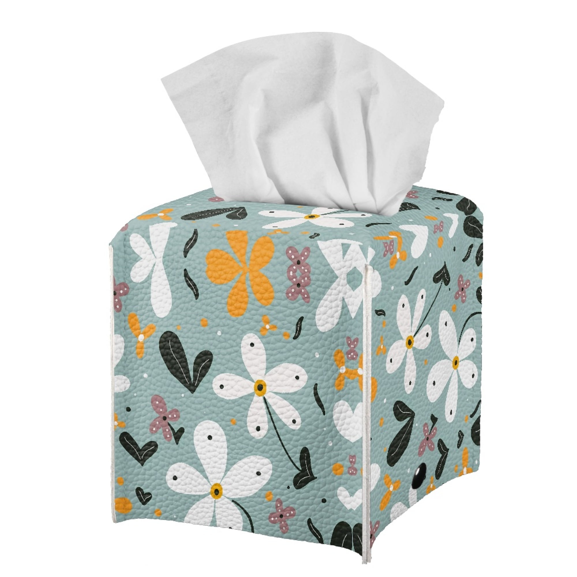 Vodetik Store Tissue Box Cover Square Floral Print PU Leather ...