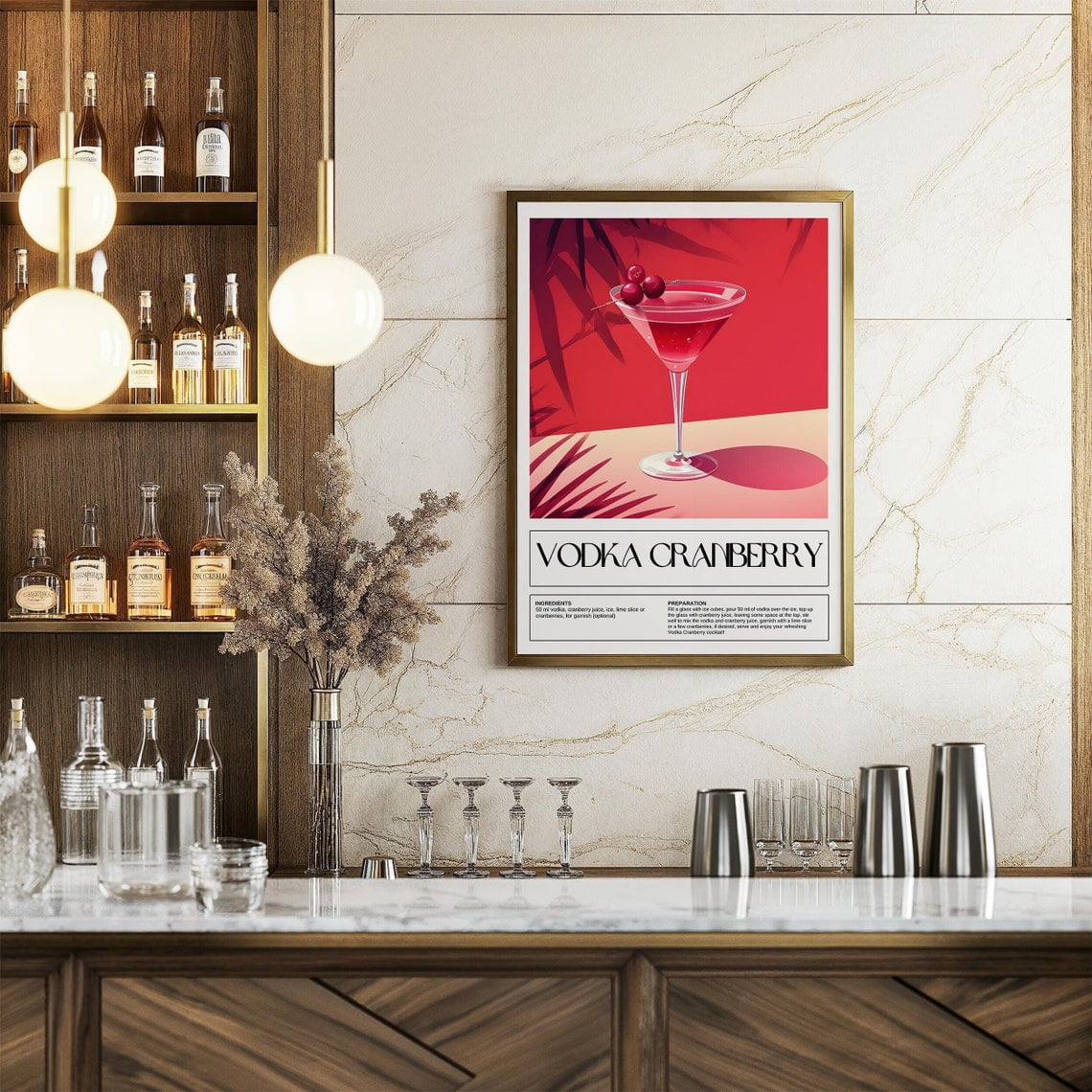 Vodka Cranberry Recipe Art Print Bold Cocktail Drink Wall Art For ...