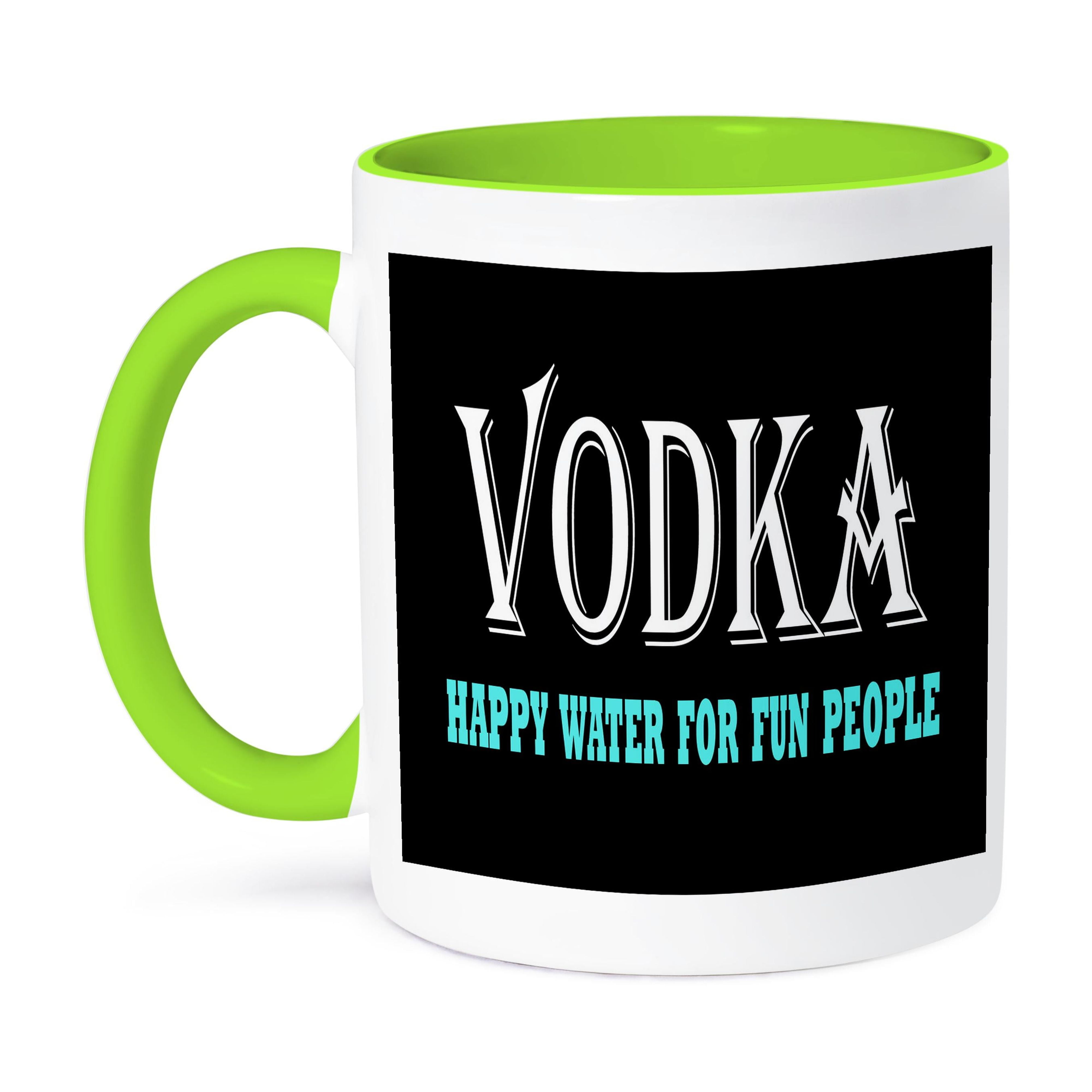 3dRose, Vodka Happy water for fun people., 11oz Two-Tone Green Mug ...