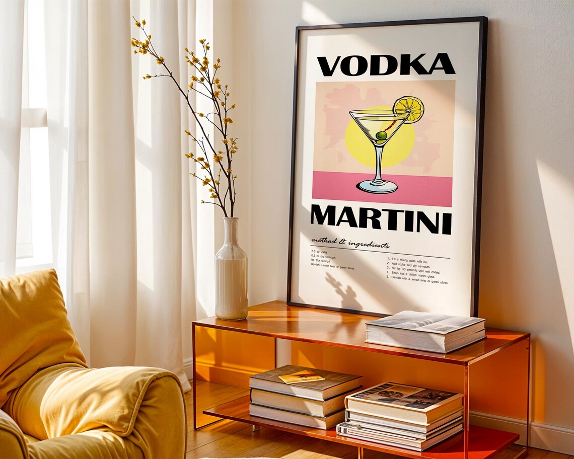 Vodka Martini Cocktail Recipe Print, Classic Bar Art, Premium Matte ...