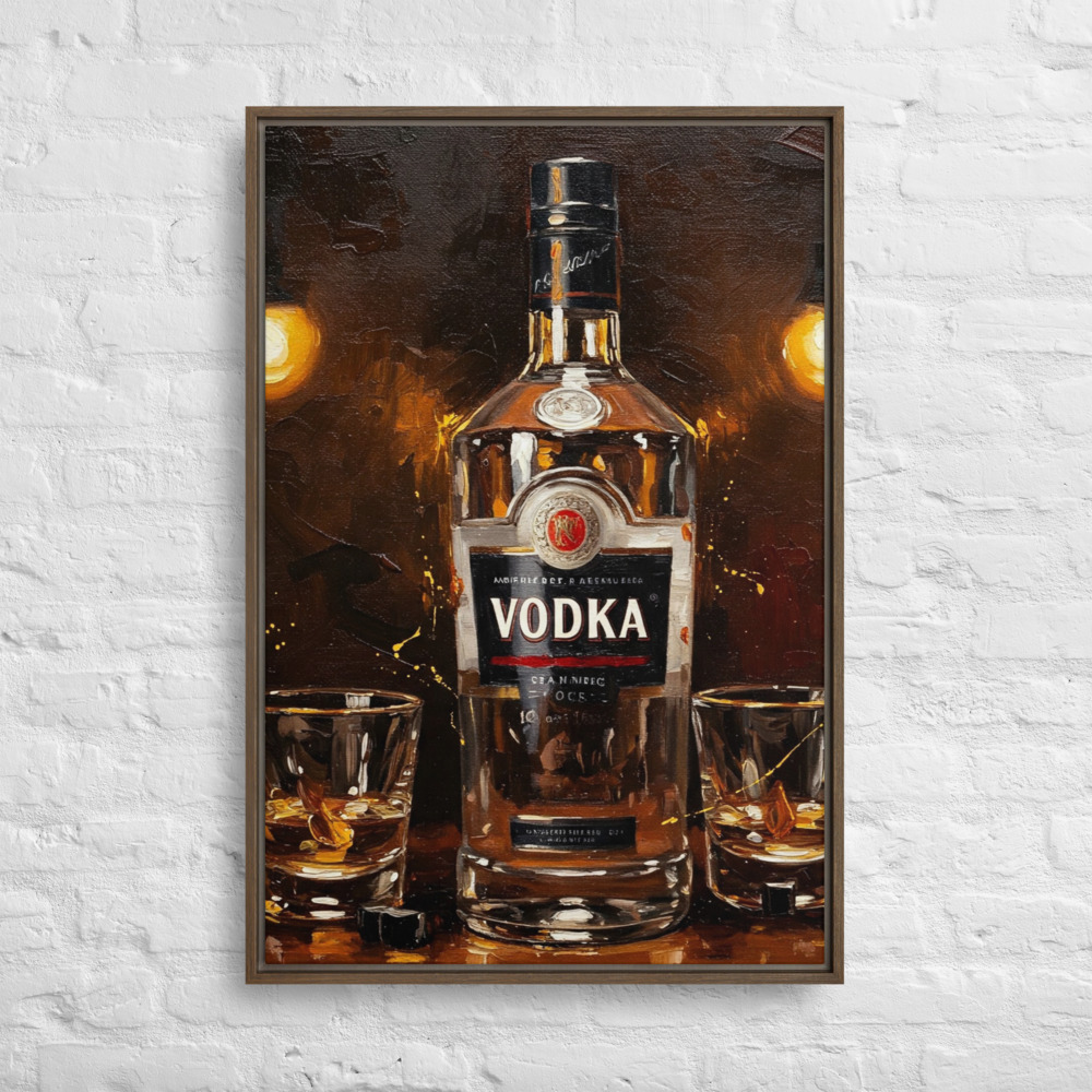 Vodka Oil Painting Print - Framed Canvas (Brown, 24″×36″) - Walmart.com