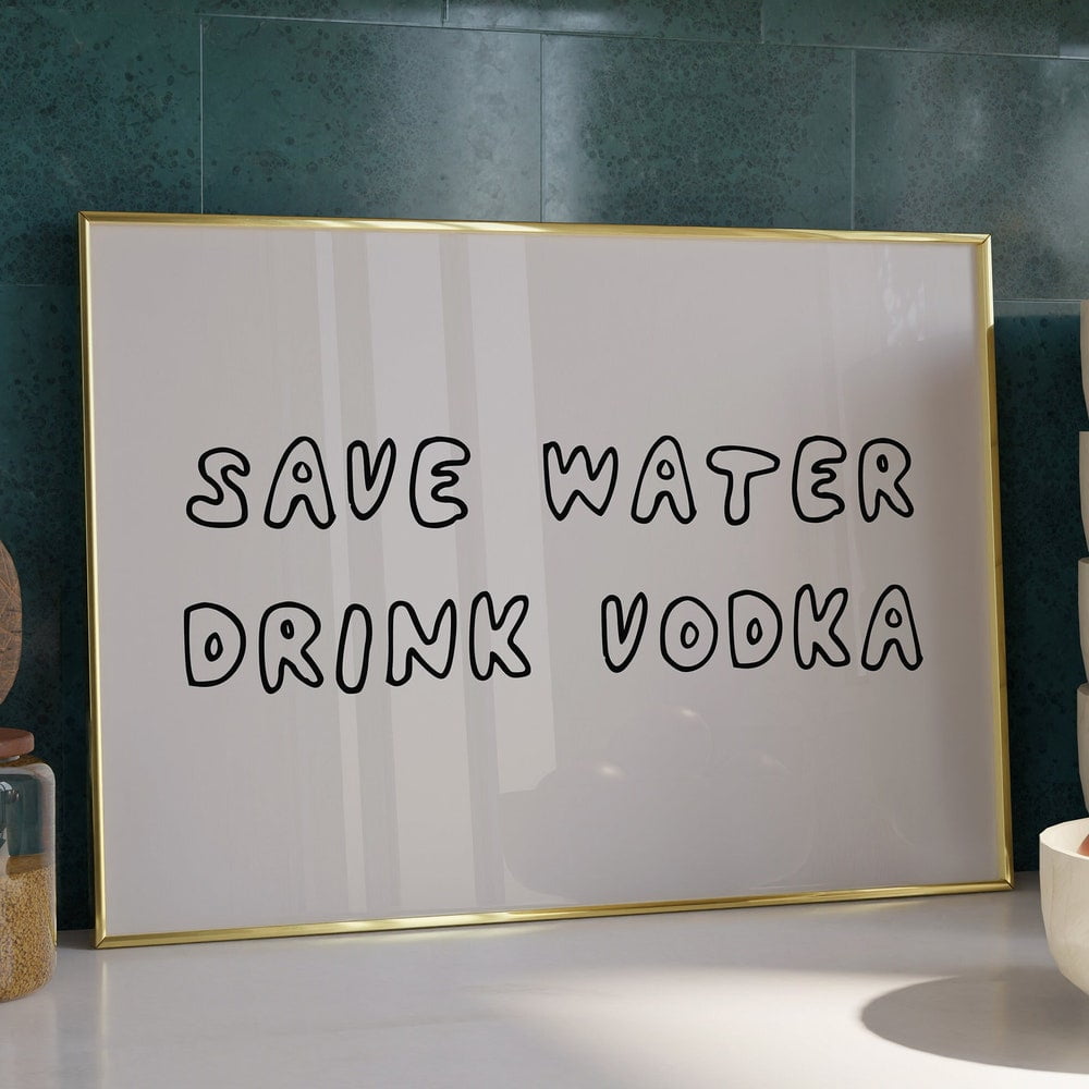 Vodka Print - Bar Cart Wall Decor - Drinking Print - Bar Cart ...