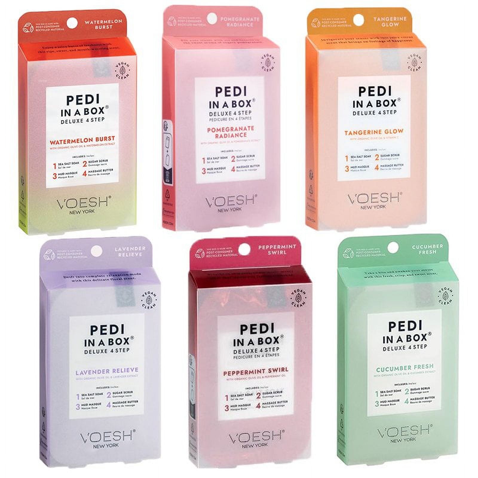 Voesh Pedi In a Box Deluxe 4 Step Pedicure kit - Mix Of 6 Scents #2 ...