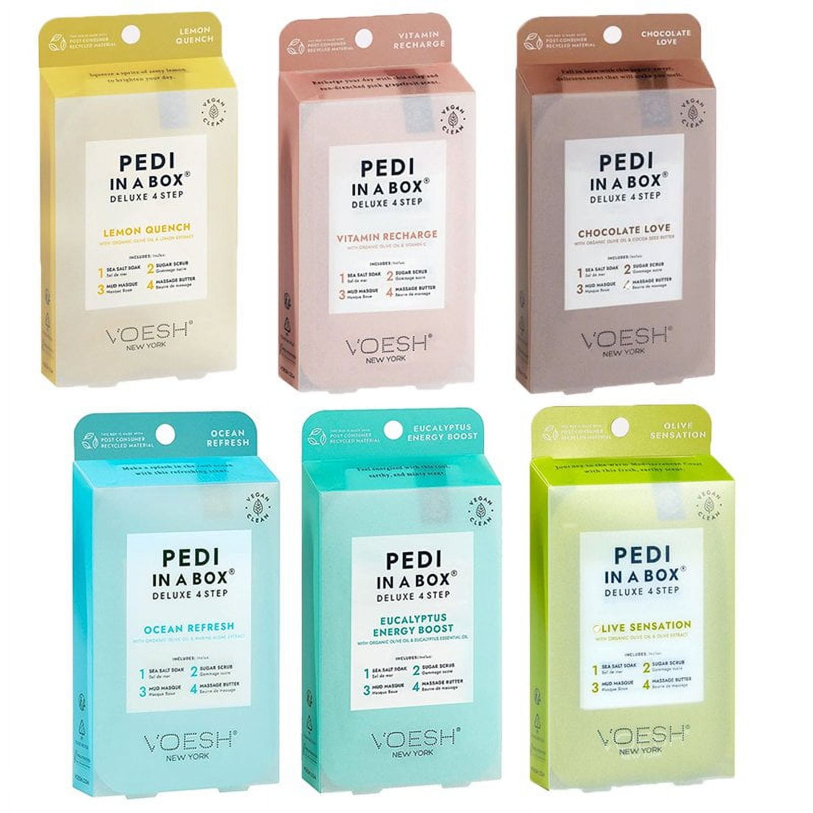 Voesh Pedi In a Box Deluxe 4 Step Pedicure kit - Mix Of 6 Scents ...