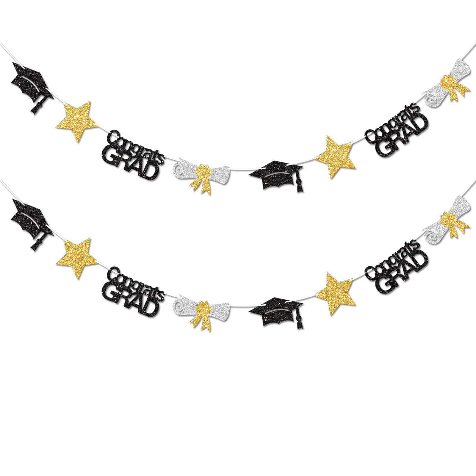 Vofrise Black and Gold OIF8 Congrats Grad Banner Graduation Decorations ...