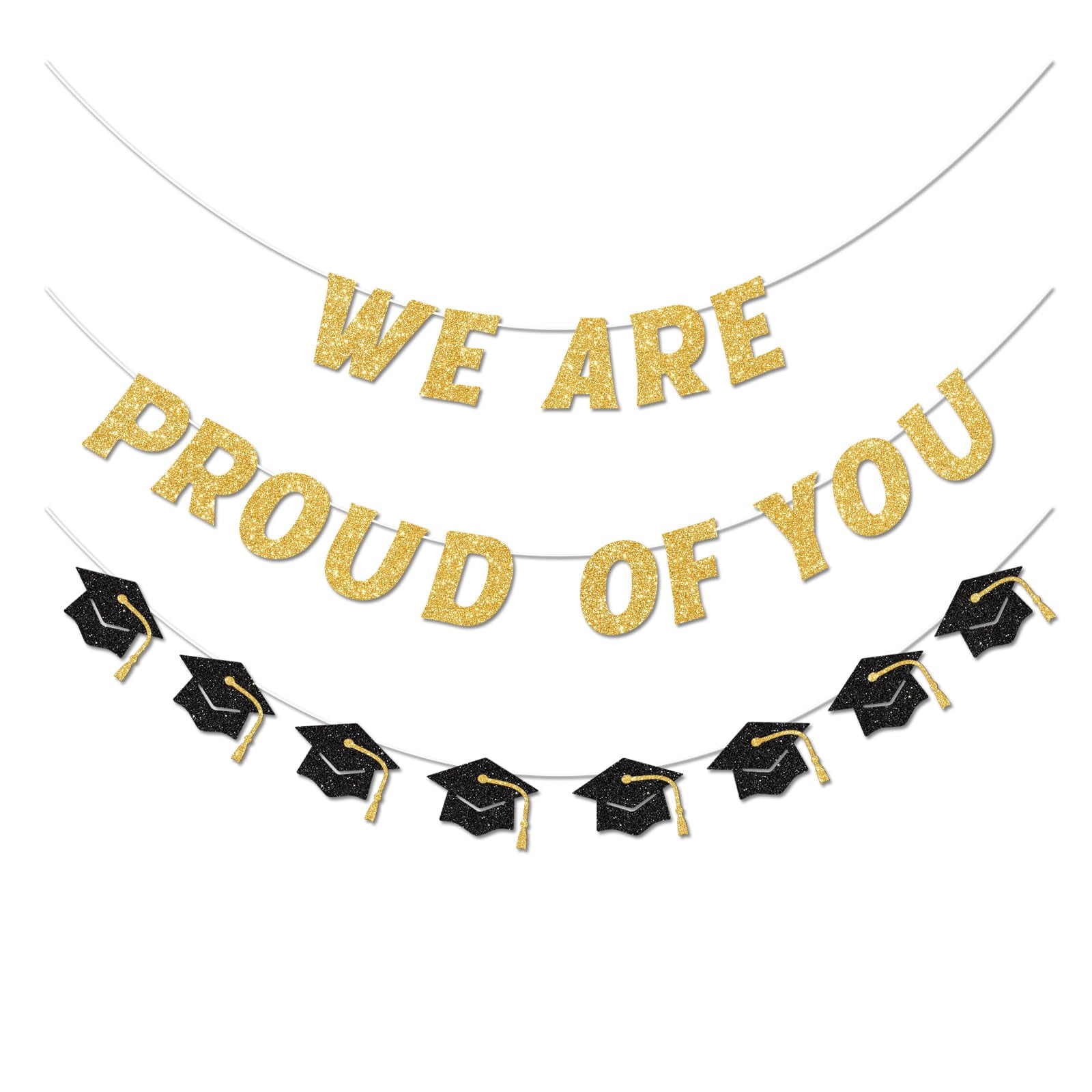 Vofrise We Are So OIF8 Proud of You Banner Pre-strung Black and Gold ...