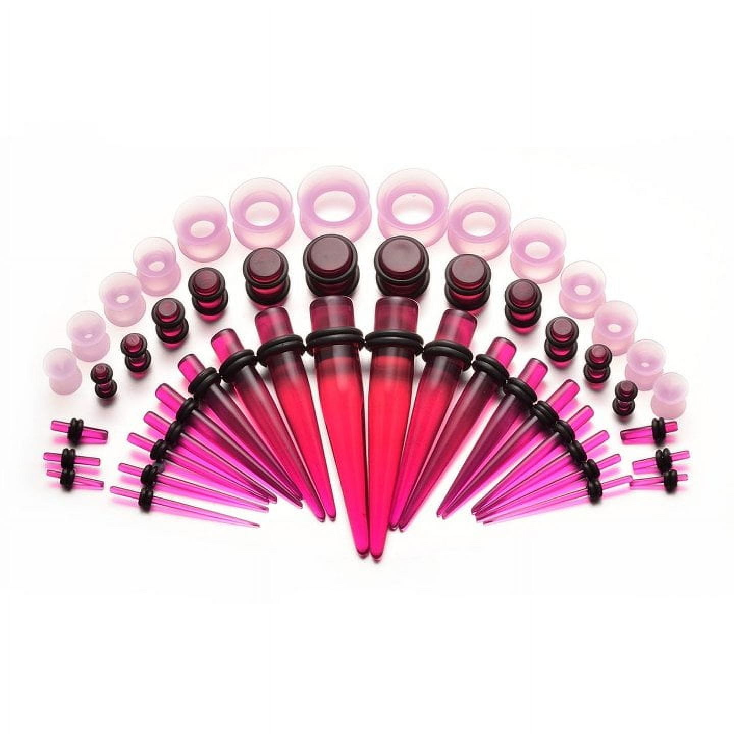 Vogem 50 Pieces Ear Stretching Kit 14G-00G Acrylic Tapers and Plugs and ...