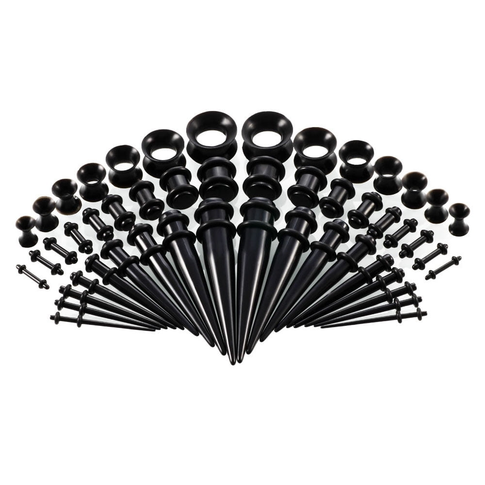 Vogem 50 Pieces Ear Stretching Kit Acrylic Tapers and Plugs 14G-00G ...