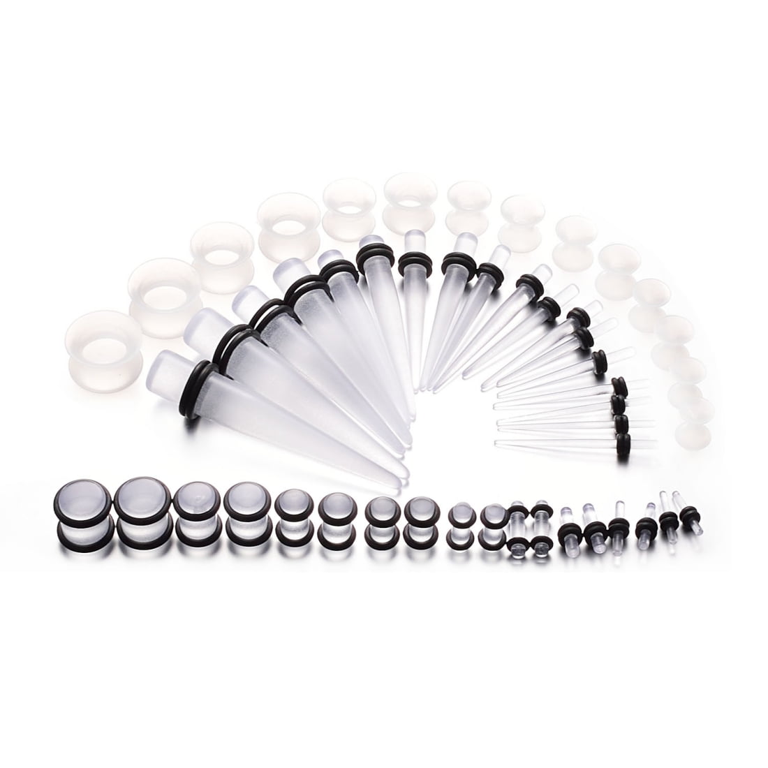 Vogem 50 Pieces Ear Stretching Kit Acrylic Tapers and Plugs 14G-00G ...