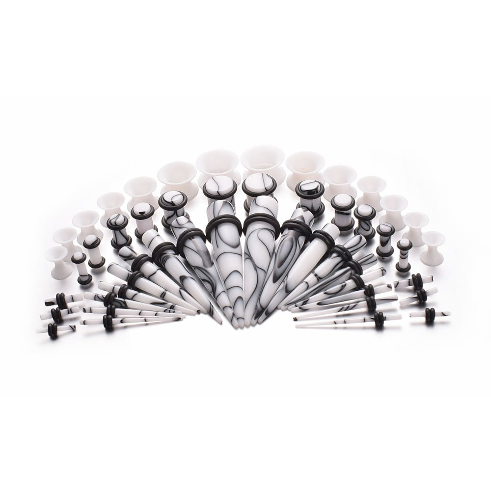 Vogem 50Pcs Ear Stretchers Stretching Kit Acrylic 14G-00G Ear Tapers ...