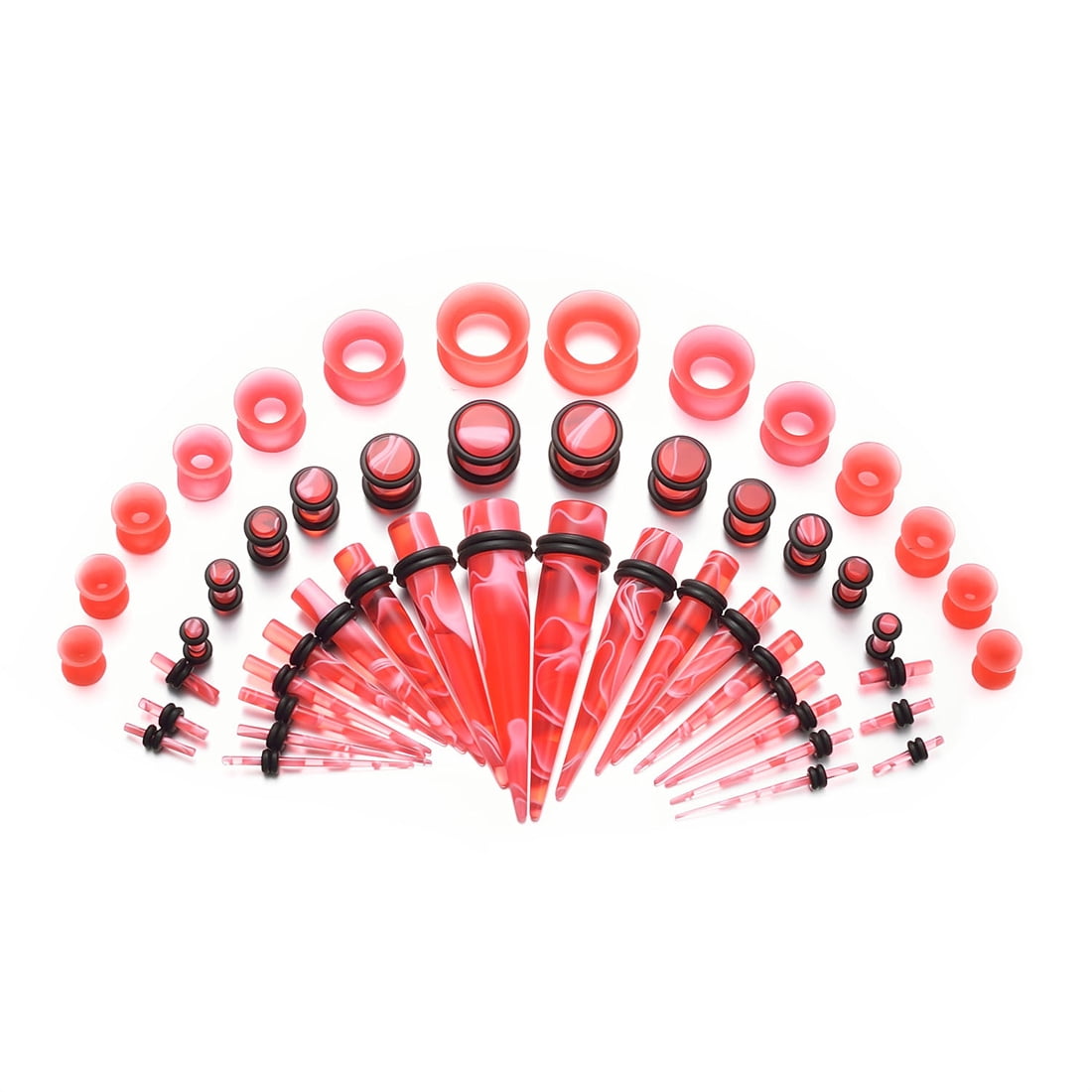 Vogem 50Pcs Ear Stretching Kit Acrylic 14G-00G Ear Taper kit and ...