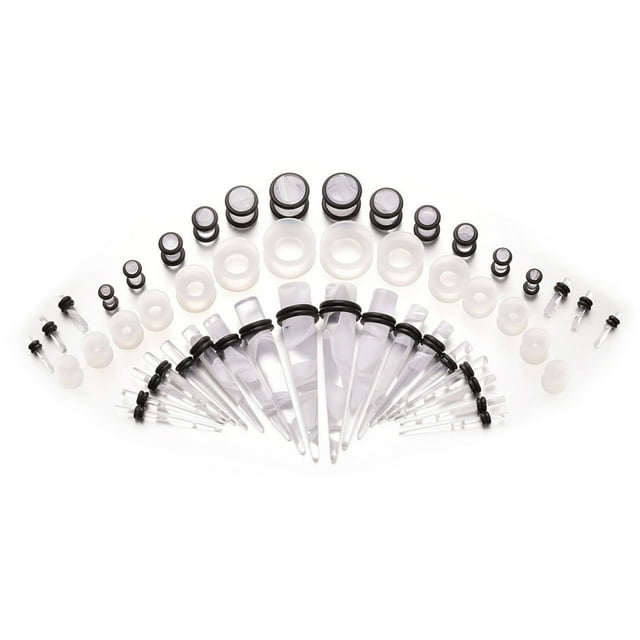 Vogem 50Pcs Ear Stretching Kit Acrylic 14G-00G Ear Tapers and Silicone ...