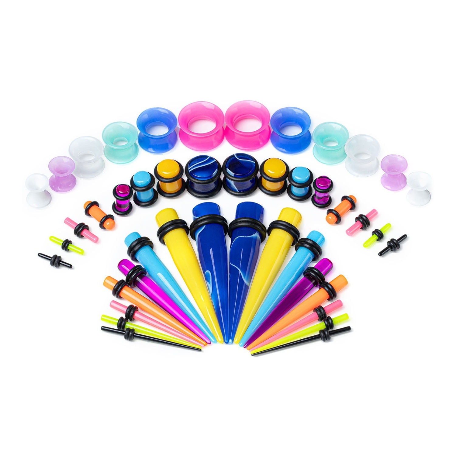 Vogem 50Pcs Rainbow Ear Stretching Kit Acrylic Tapers/Plugs and ...