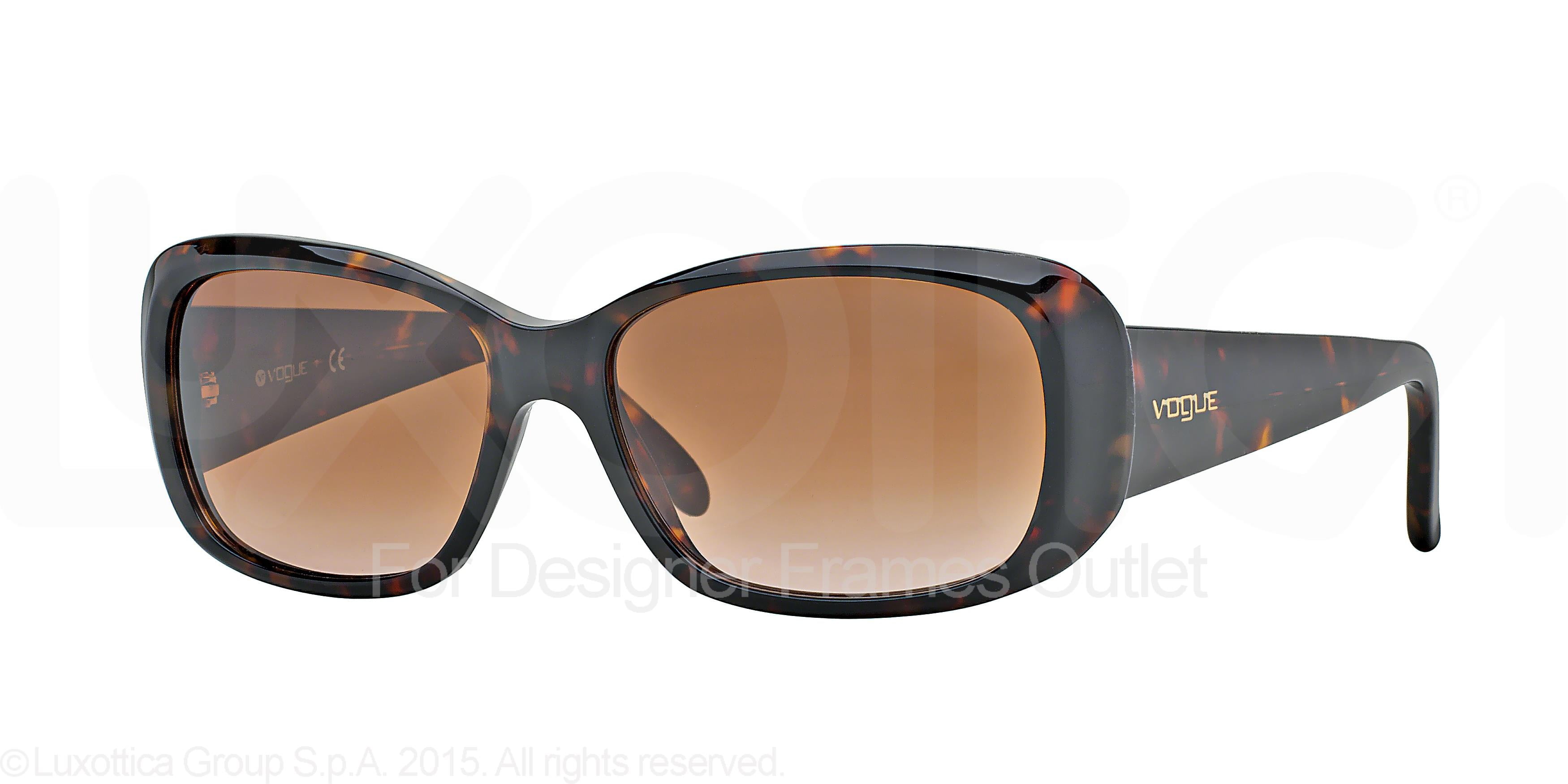 Vogue Women's Rectangle Sunglasses VO 2606S W65613, Dark Havana Plastic ...