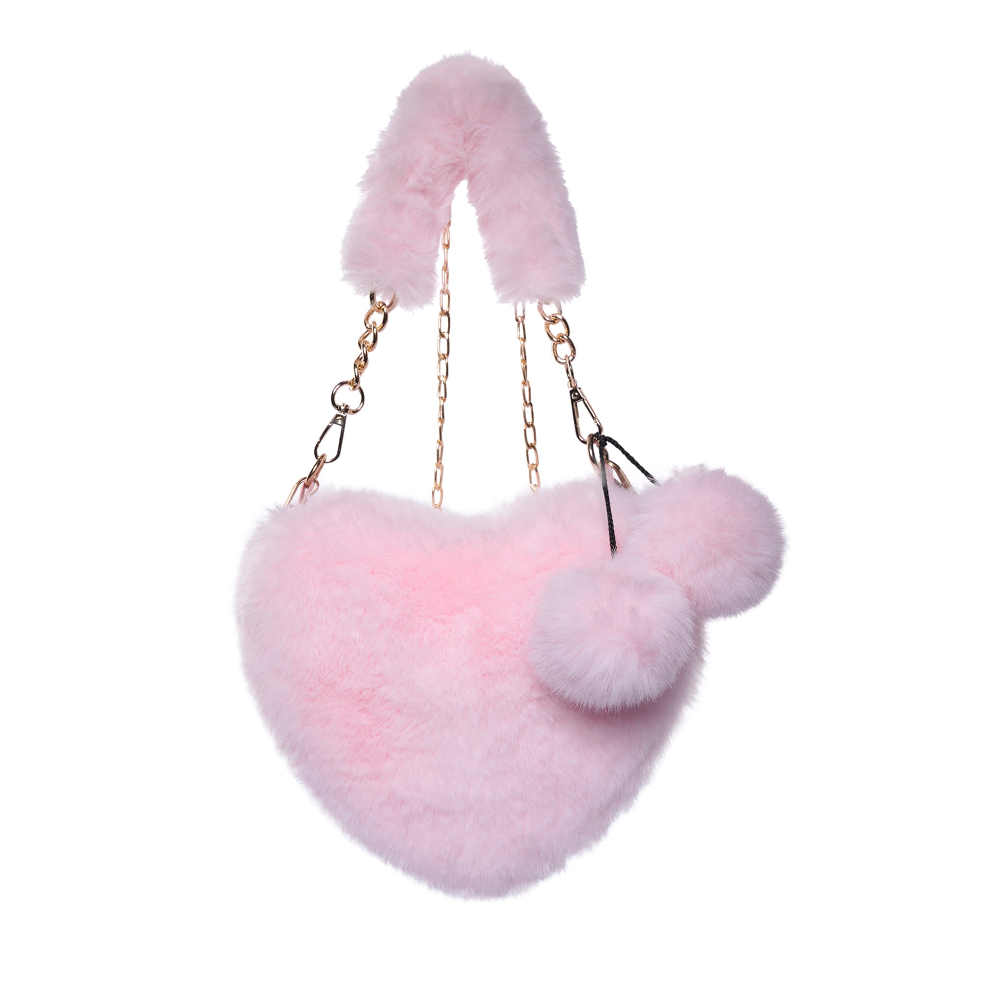 Vogue Cloud Faux Fur Plush Handbag Heart Shape Purses Crossbady Bag for ...