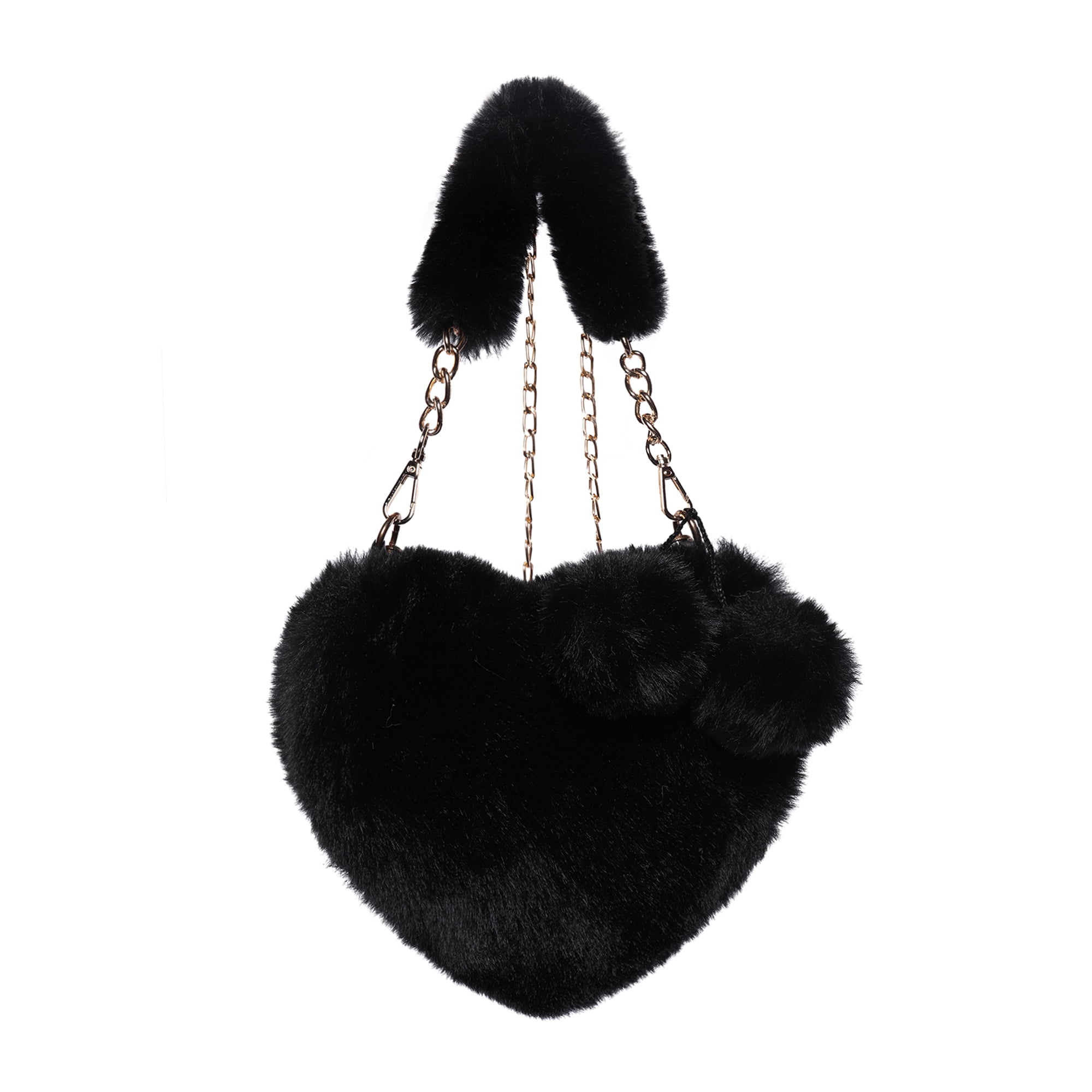 Vogue Cloud Faux Fur Plush Handbag Heart Shape Purses Crossbady Bag for ...