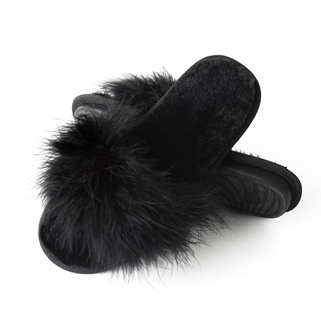 Vogue Cloud Women's Faux Furry Slippers Open Toe Fuzzy Slippers Indoor ...