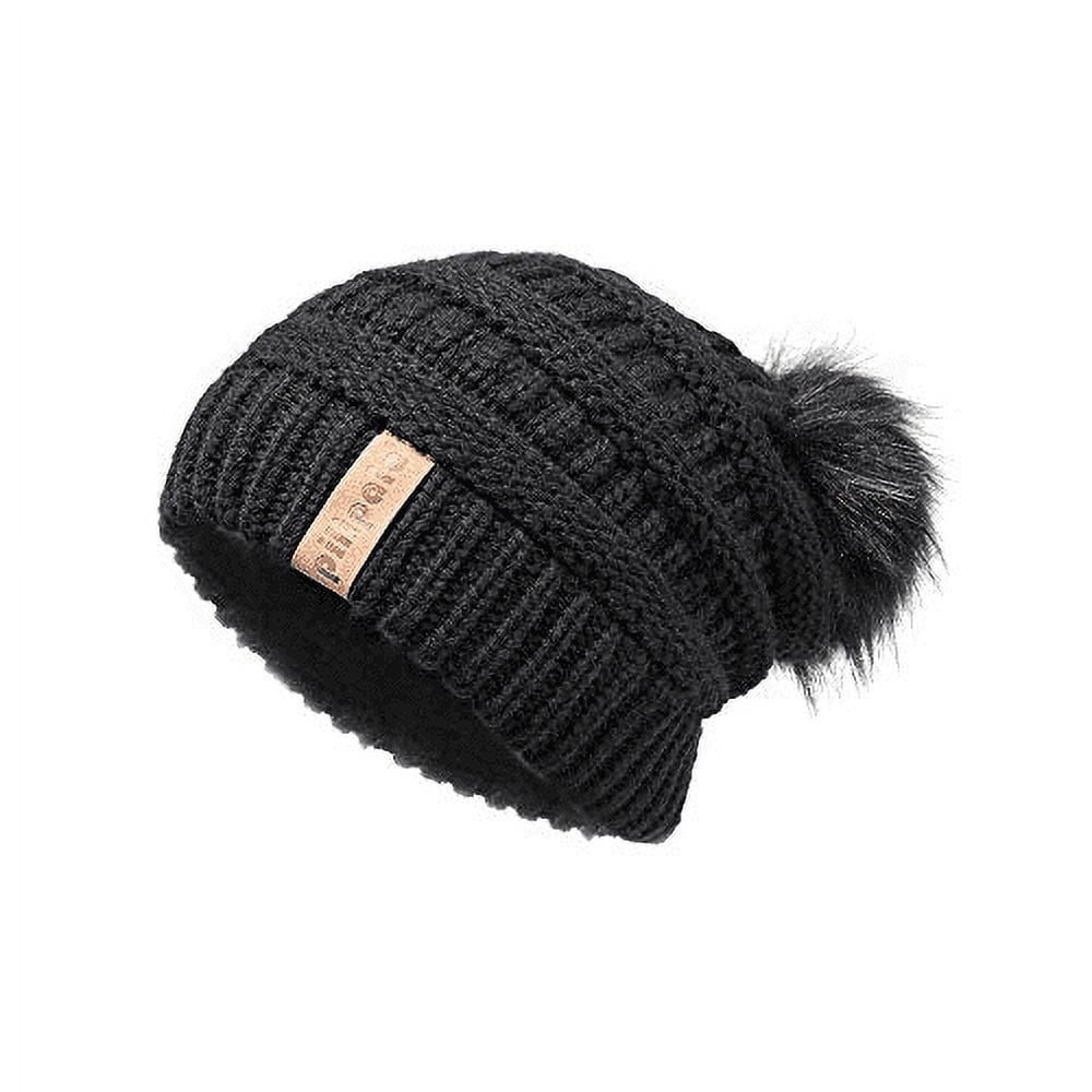 Vogue Cloud Women’s Knit Beanies Hats with Faux Fur Pom Bobble Cable ...