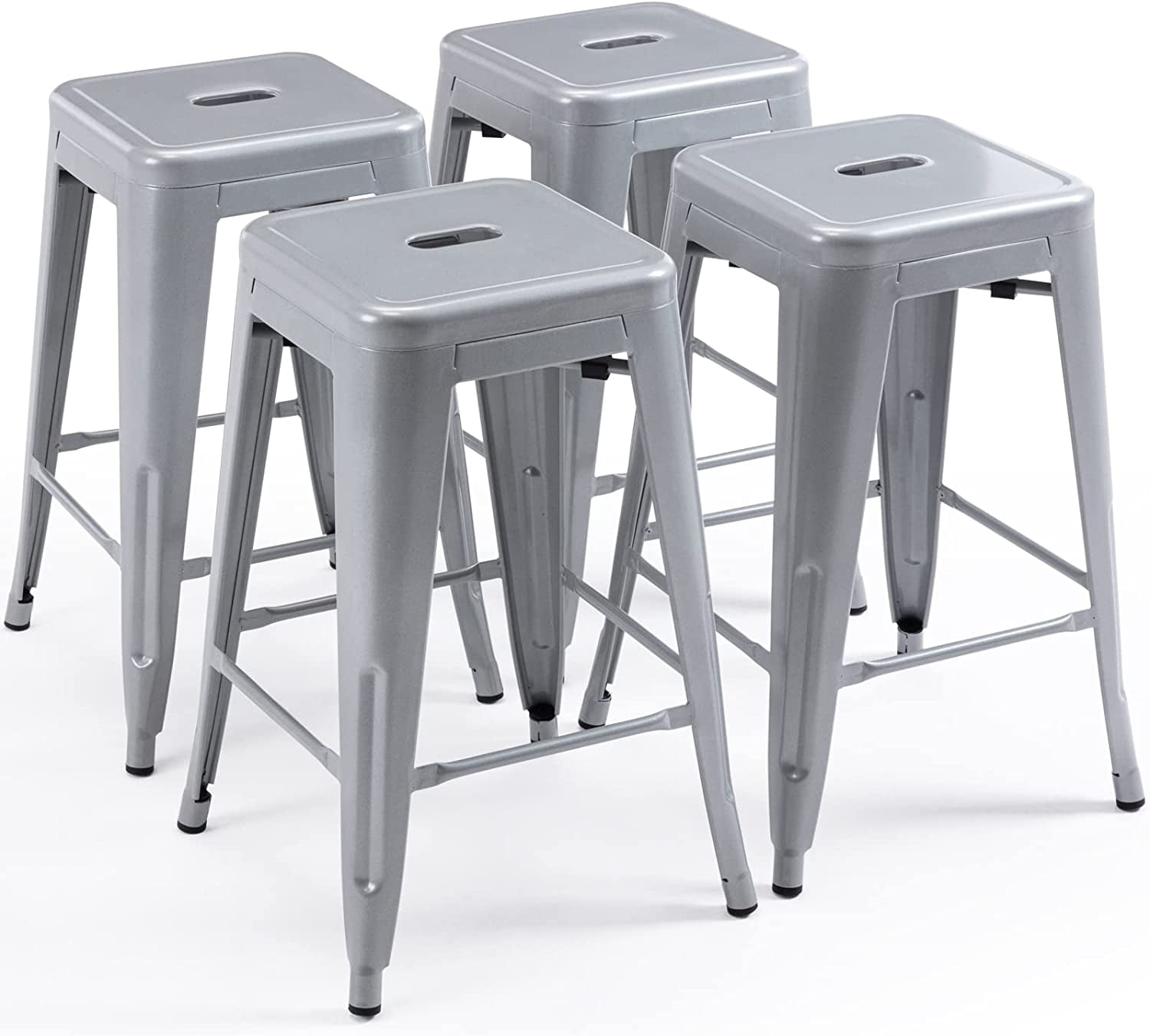 Vogue Furniture Direct 24" High Bar Stools Backless Silver Metal ...