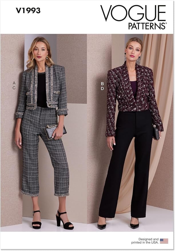Vogue Misses Cropped Jacket and Fitted Pants Sewing Pattern Packet ...