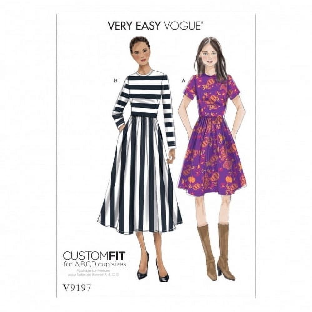 Vogue Ladies Easy Sewing Pattern 9197 Jewel Neck, Gathered Skirt Dress ...