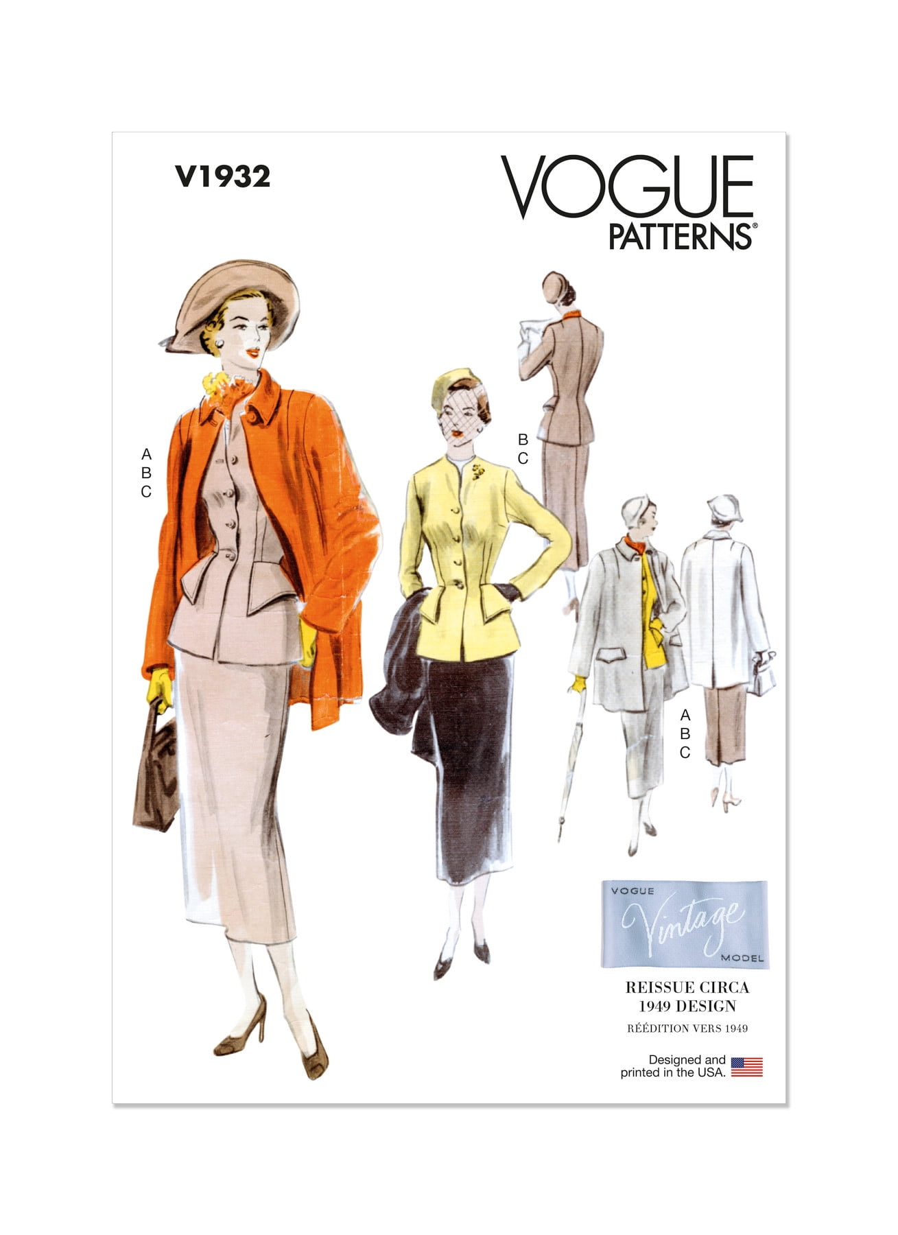Vogue Sewing Pattern 1932 - Misses' Vintage Suit and Coat, Size: B5 (8 ...