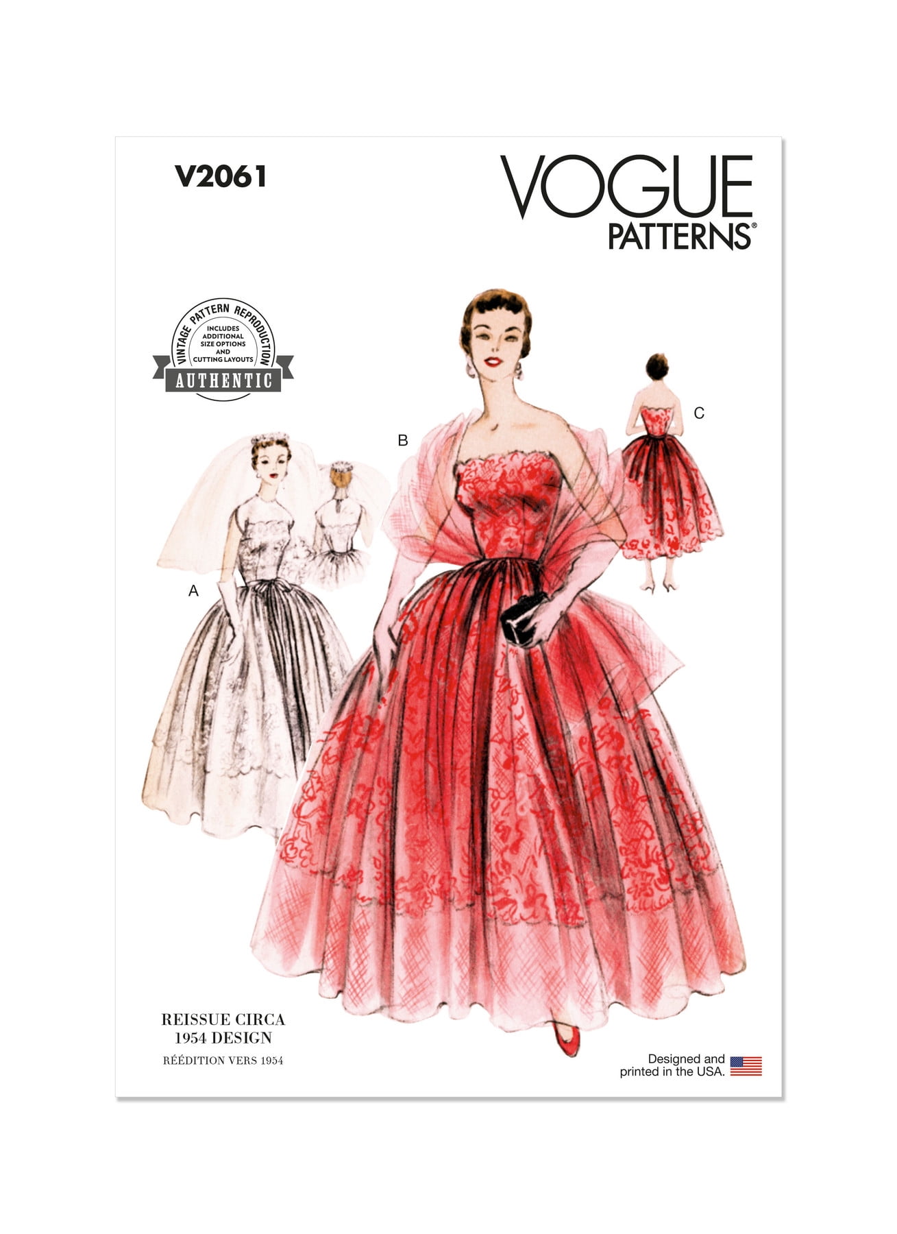 Vogue Sewing Pattern 2061 - 1950s Misses' Dresses and Stole, Size: B5 ...