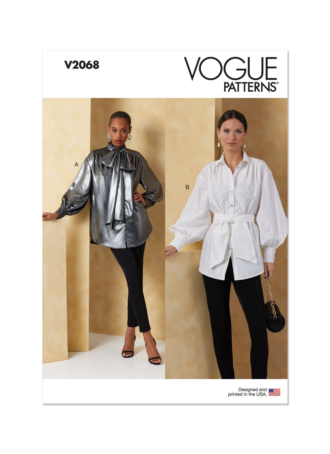 Vogue Sewing Pattern 2068 - Misses' Tops and Sash, Size: B5 (8-10-12-14 ...