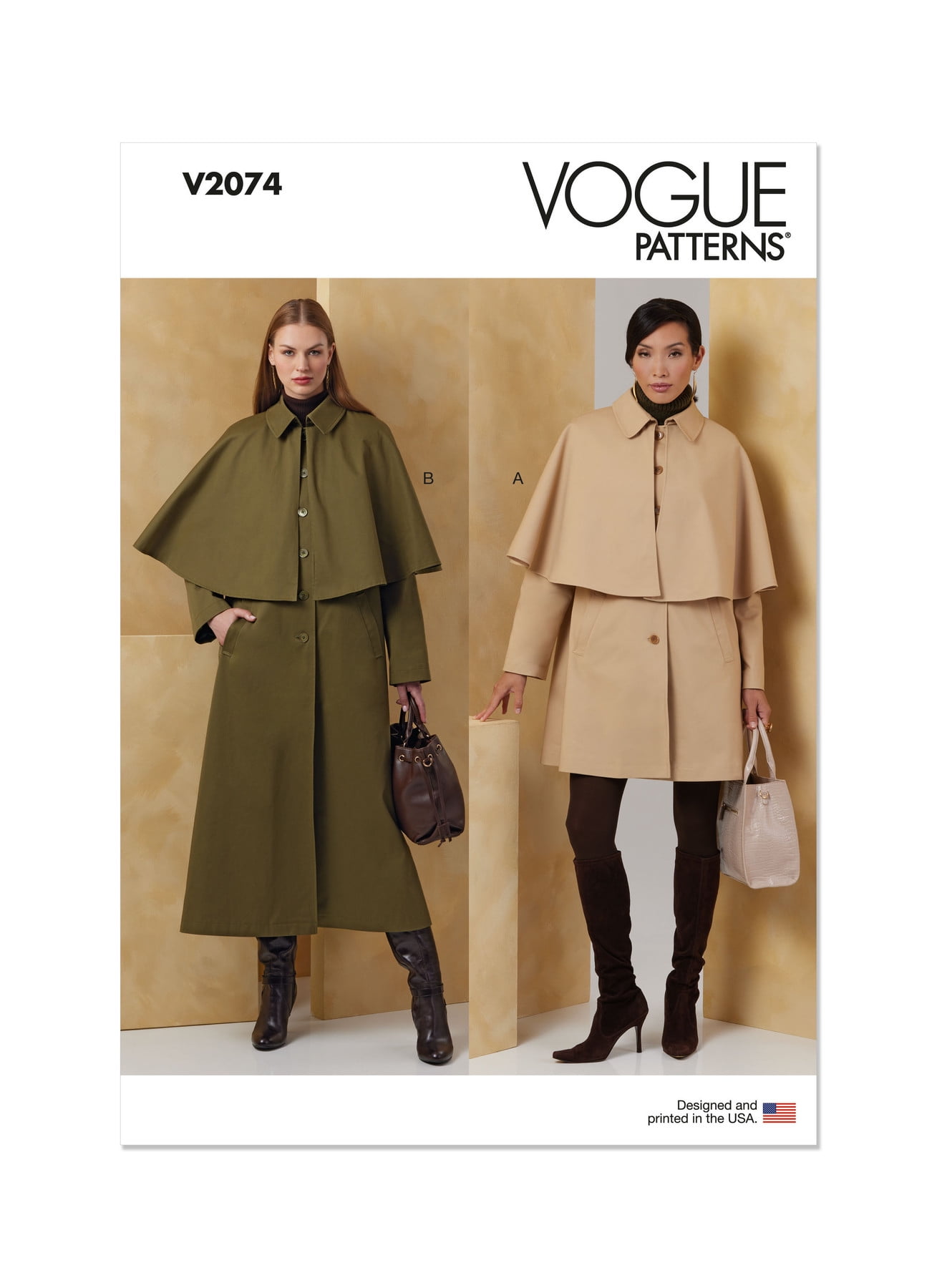 Vogue Sewing Pattern 2074 - Misses' Cape Coat in Two Lengths, Size: A ...