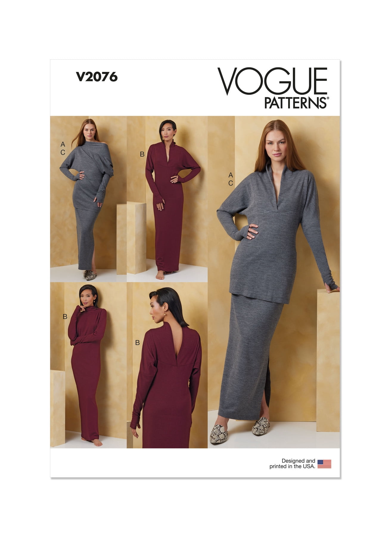 Vogue Sewing Pattern 2076 - Misses' Knit Dress and Top Worn Front and ...
