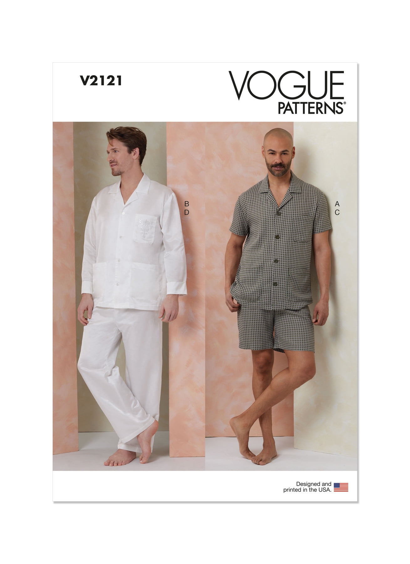 Vogue Sewing Pattern 2121 - Men's Pajamas, Size: A (S-M-L-XL-XL-XL-XXXL ...