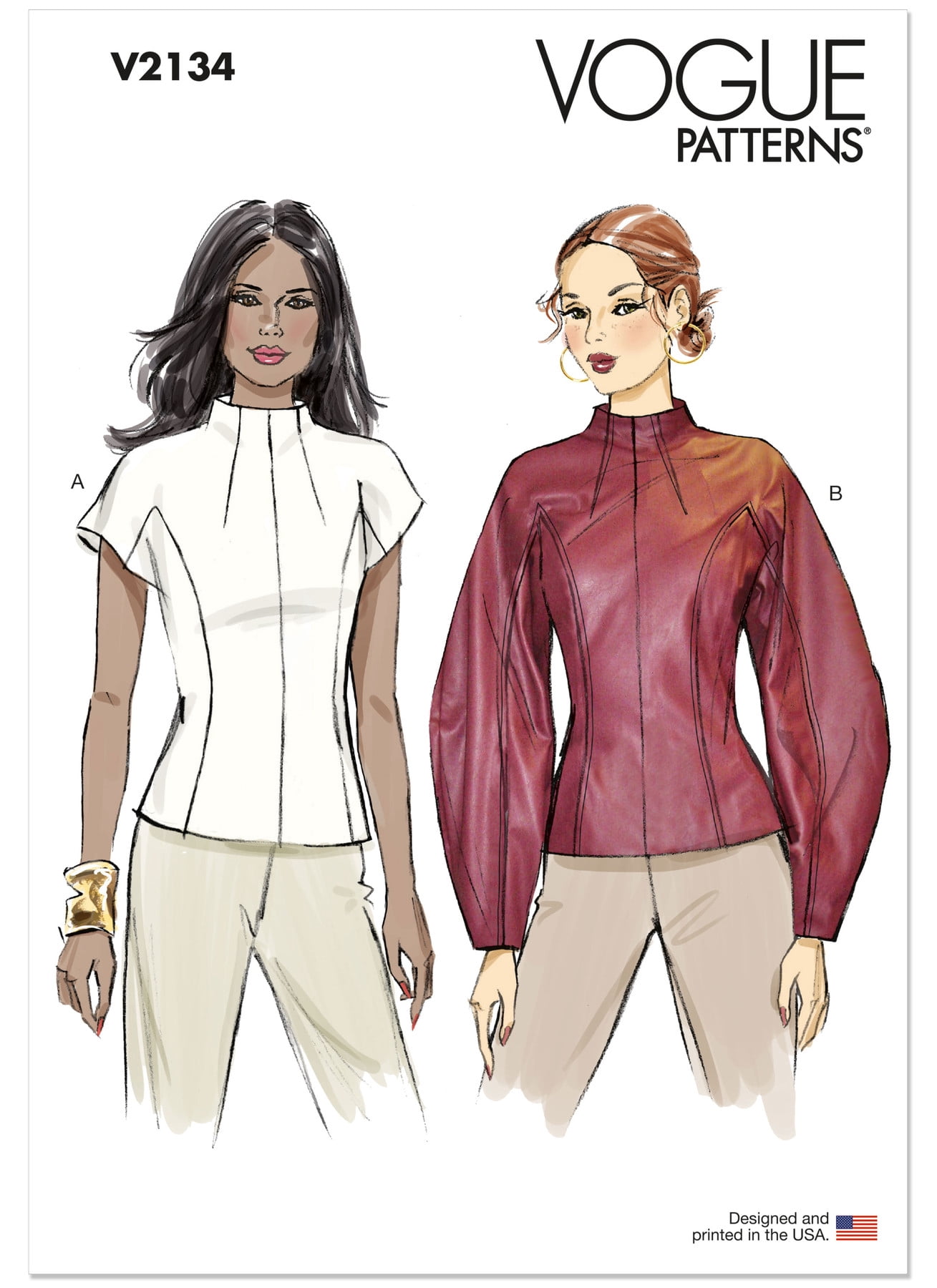 Vogue Sewing Pattern 2134 - Misses' and Miss Petite Top with Sleeve ...