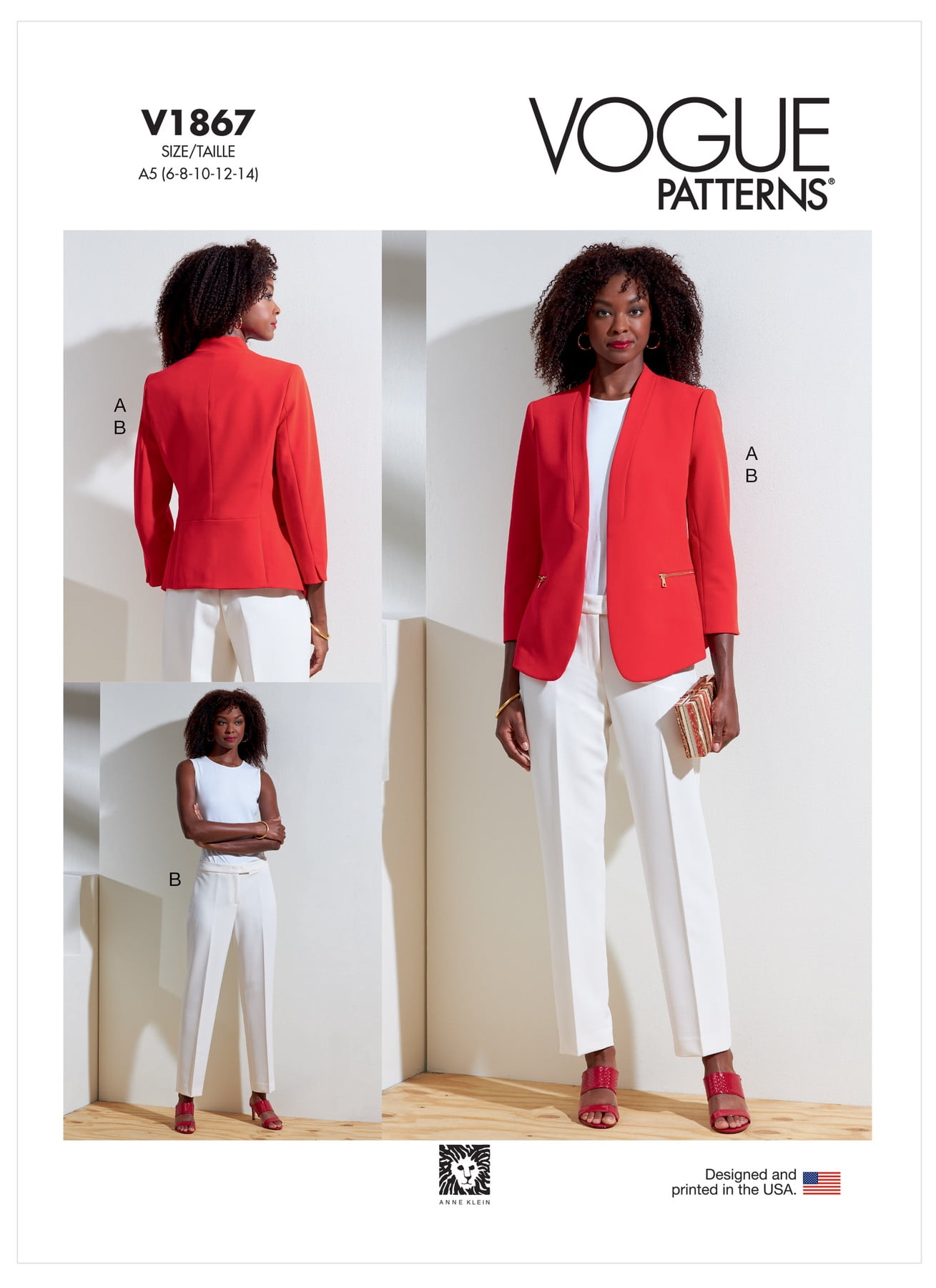 Vogue Sewing Pattern V1867 - Misses' Jacket and Pants, Size: A5 (6-8-10 ...