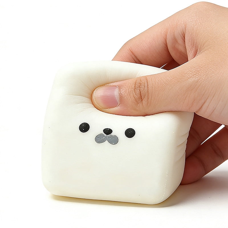 VogueHaven Tofu Seal Squishy, White Cube Stress Toy, Soft Moldable ...